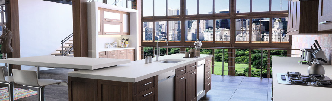 Plan de travail Quartz Compac White Zement - Megastone